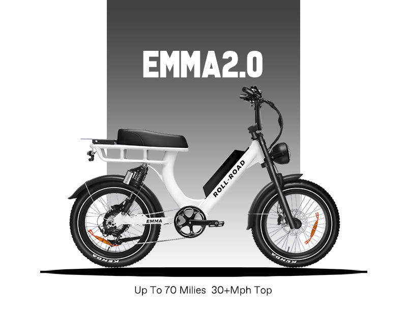 EMMA Full Suspension Moped-Style Electric Bike|1000W Ebike| 30mph Ebike – Roll Road Ebike